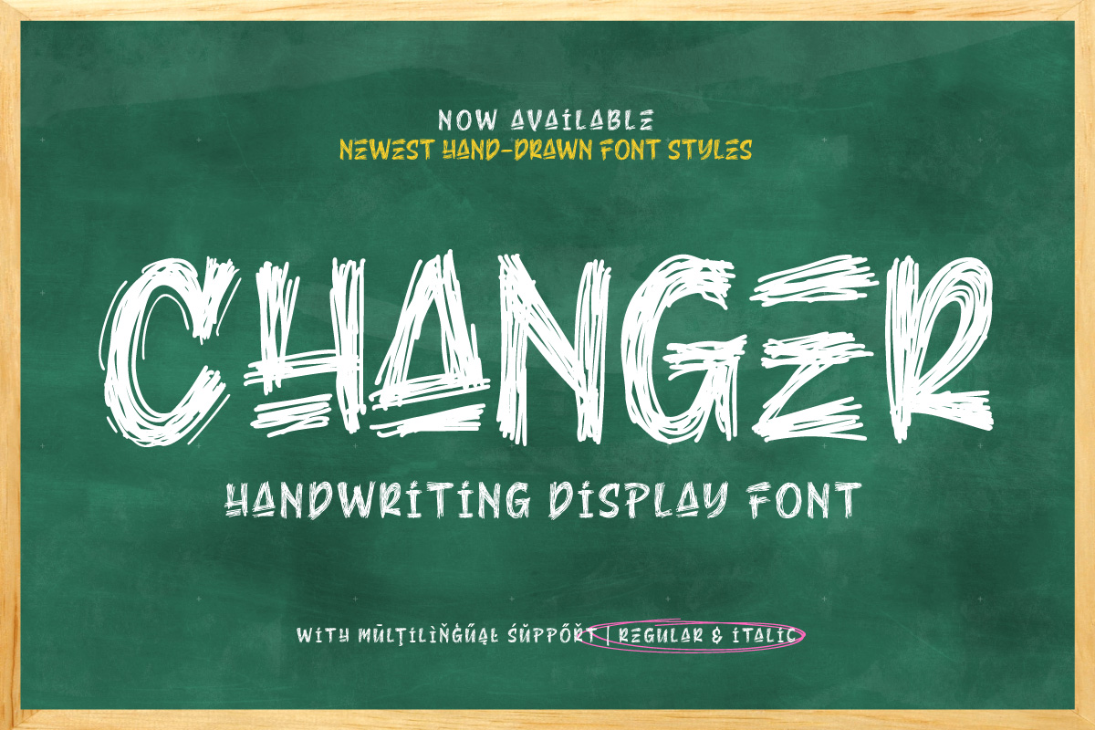 Changer - Hand Drawn Display Font, Fonts | GraphicRiver