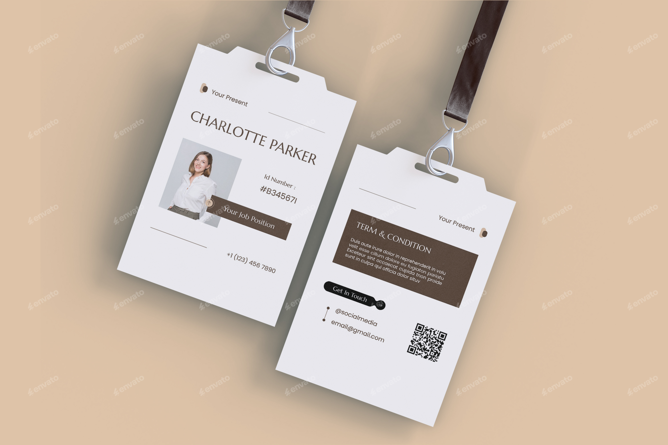 White Brown Minimalist Id Card, Print Templates | GraphicRiver