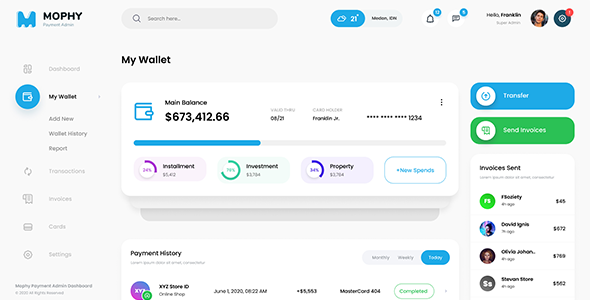 Mophy - VueJs Payment Admin Dashboard Template by DexignZone | ThemeForest