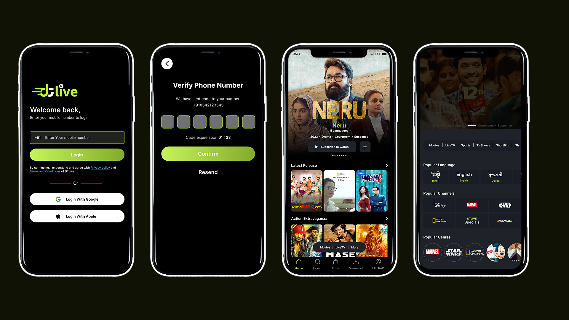 DTLive: Movie, TV Show, OTT, Live TV, Streaming Flutter App (Android ...