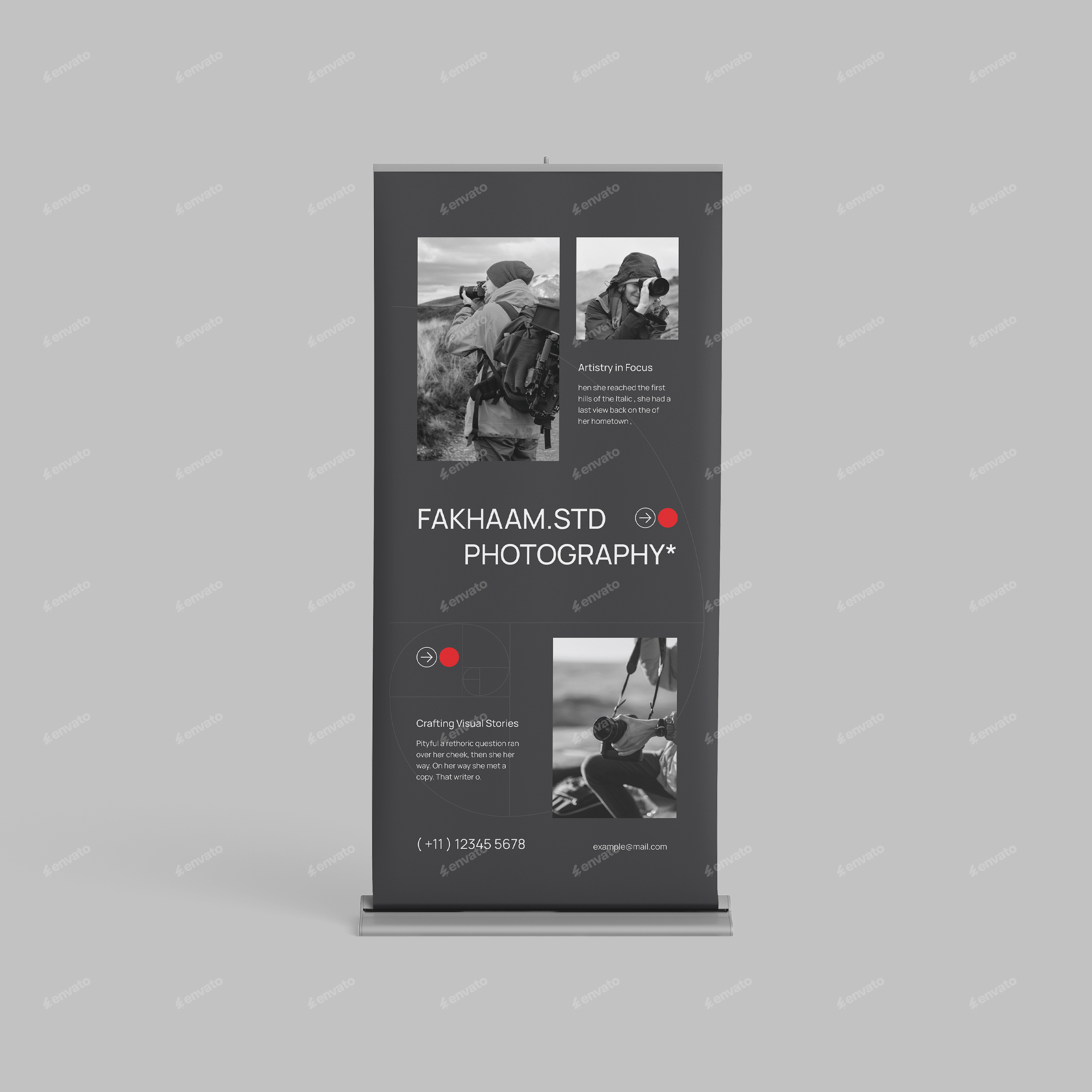 Black Red Modern Minimalist Photography Studio Banner, Print Templates