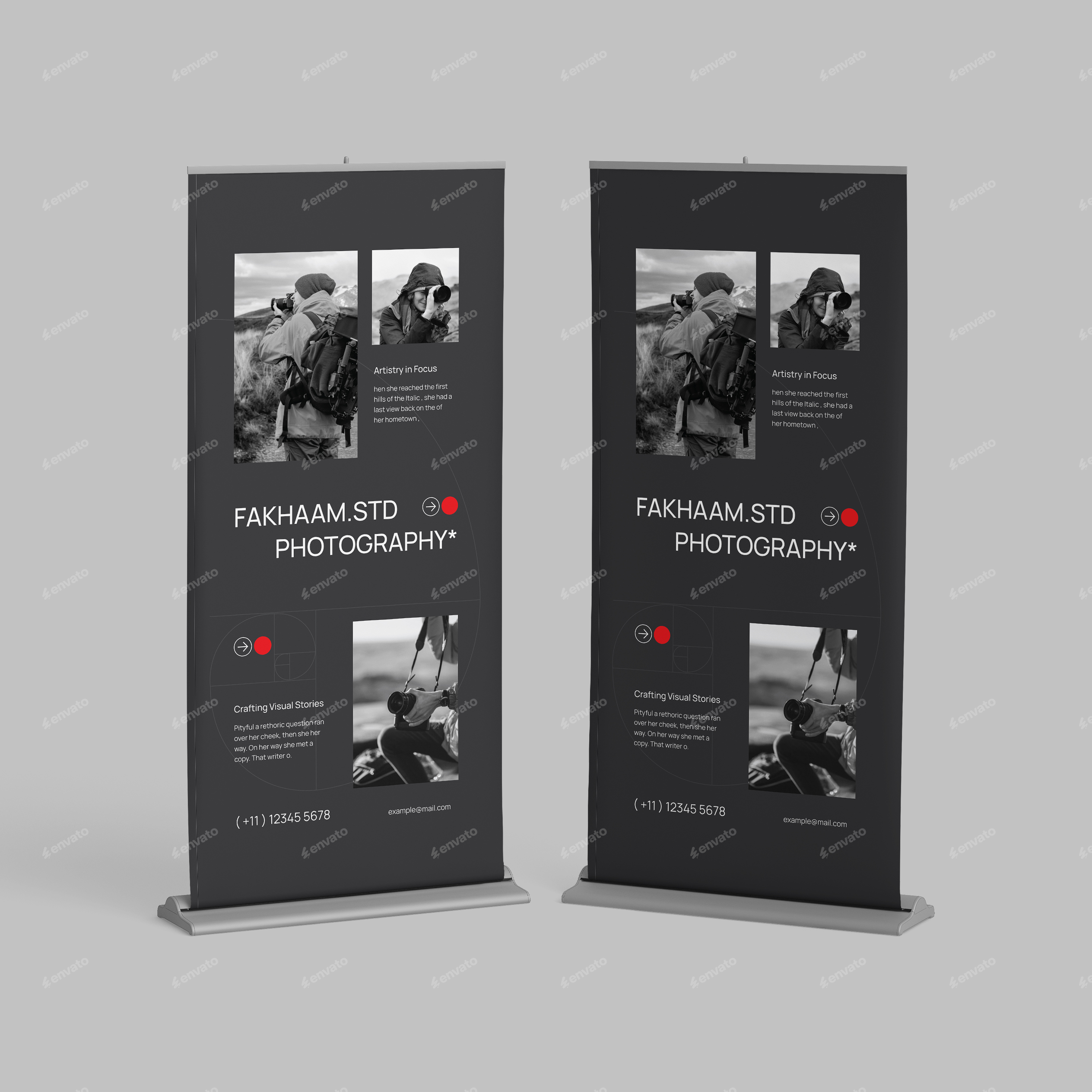 Black Red Modern Minimalist Photography Studio Banner, Print Templates