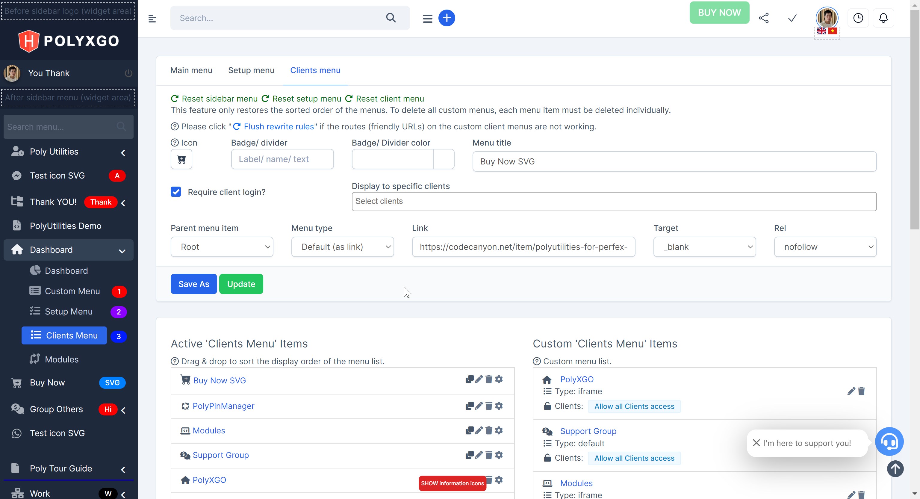 PolyUtilities for Perfex CRM: Quick Access Menu, Custom JS, CSS, and More by polyxgo