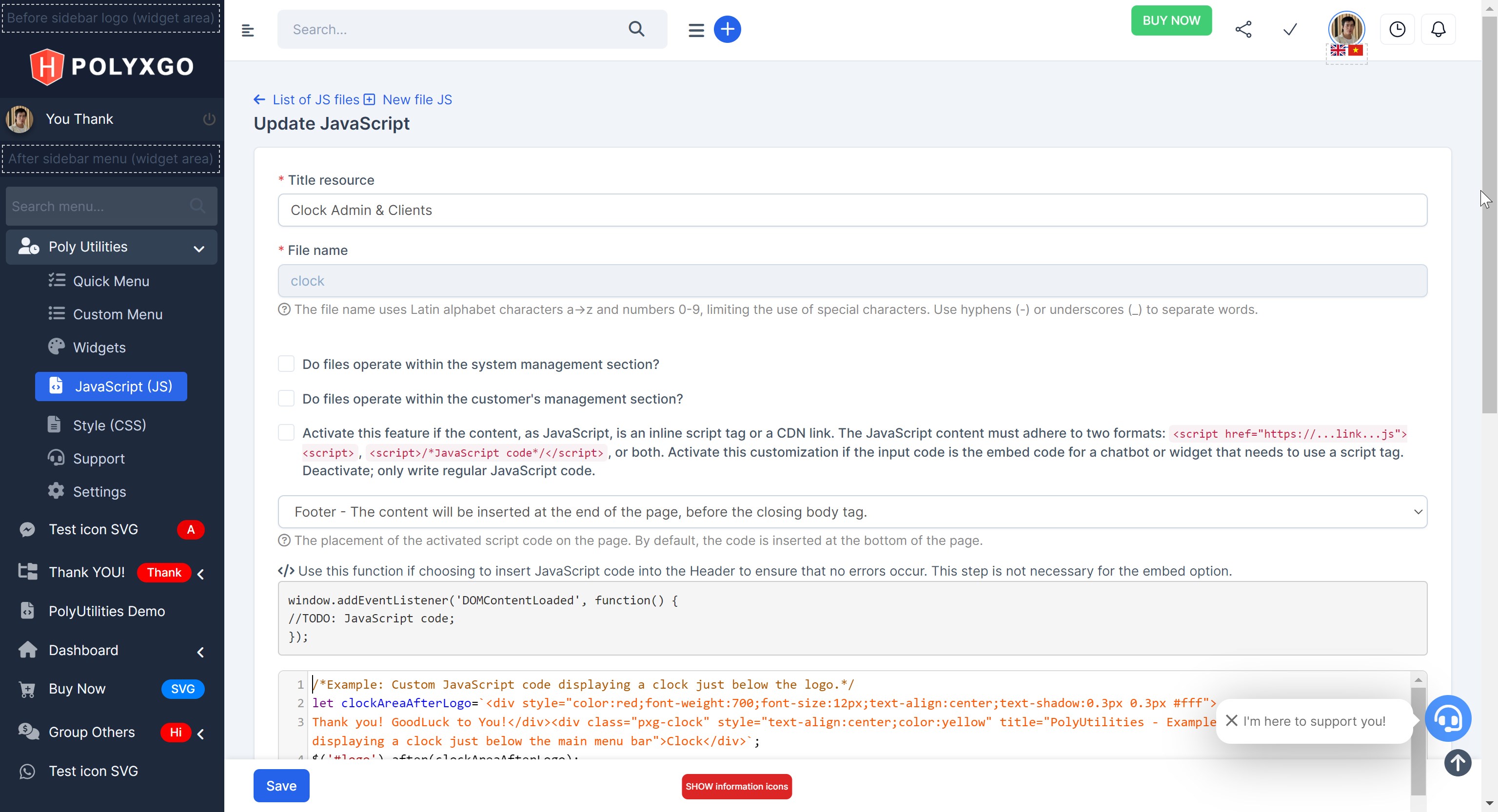 PolyUtilities for Perfex CRM: Quick Access Menu, Custom JS, CSS, and More by polyxgo