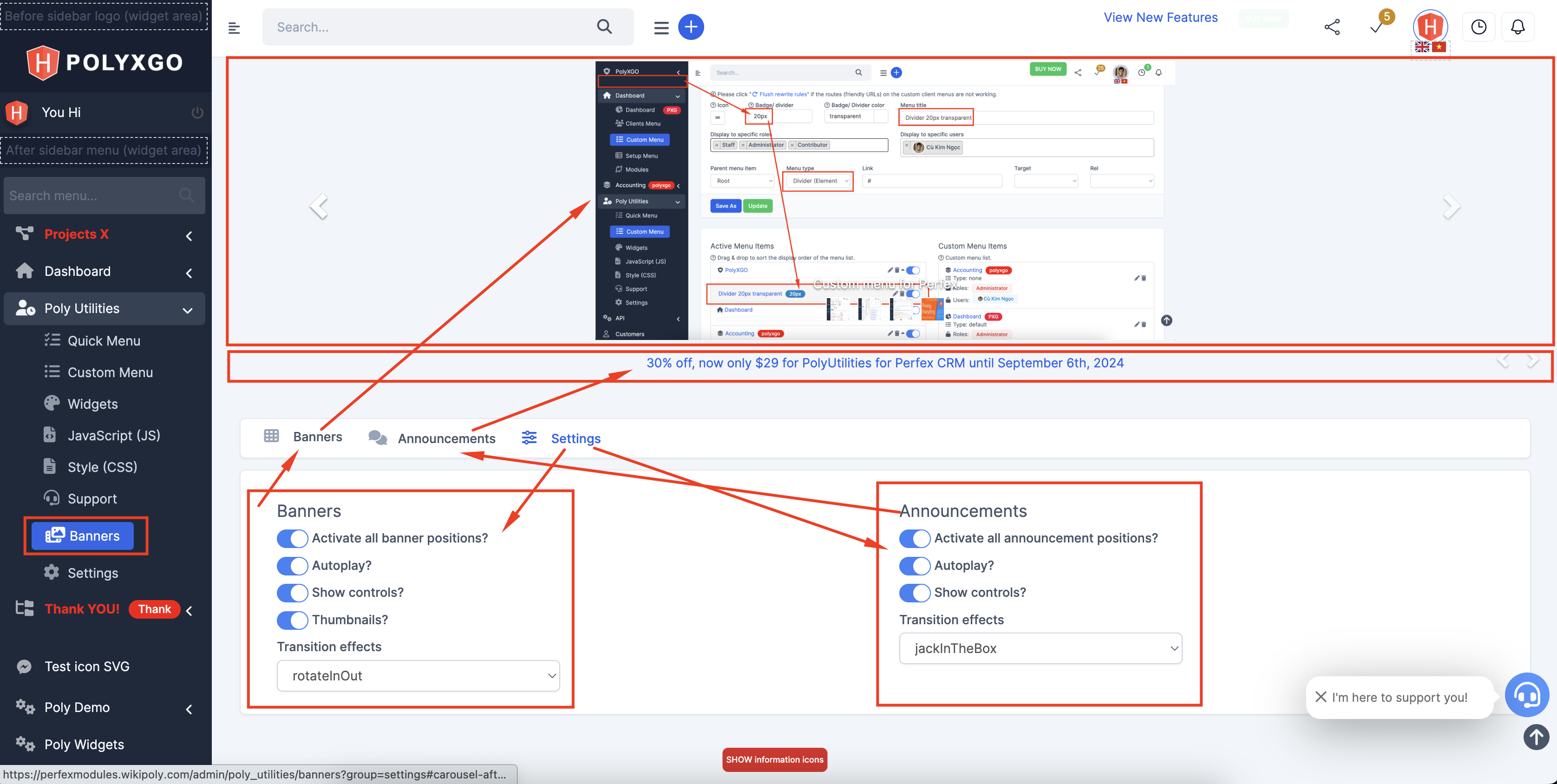 PolyUtilities for Perfex CRM: Quick Access Menu, Custom JS, CSS, and More by polyxgo