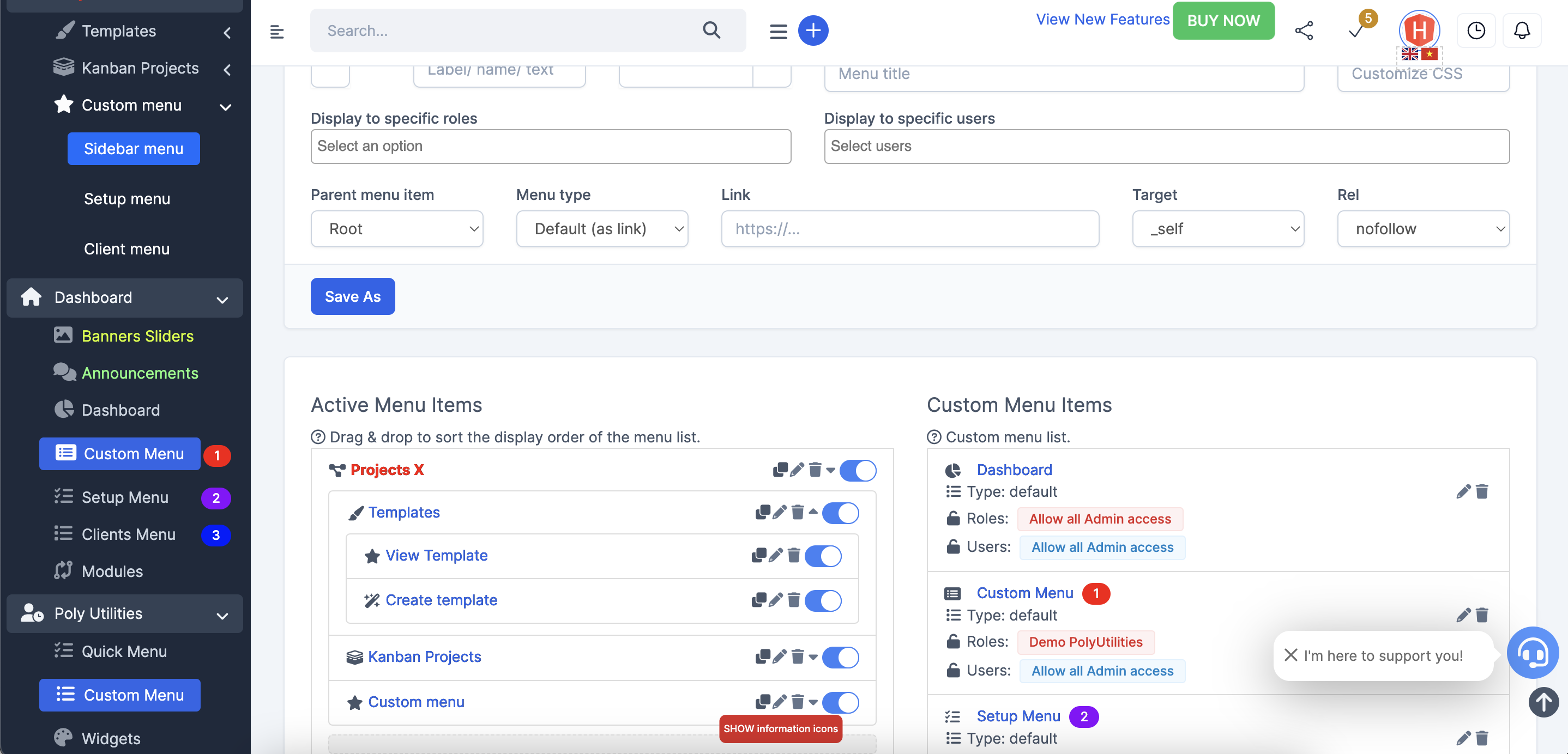 PolyUtilities for Perfex CRM: Quick Access Menu, Custom JS, CSS, and More by polyxgo