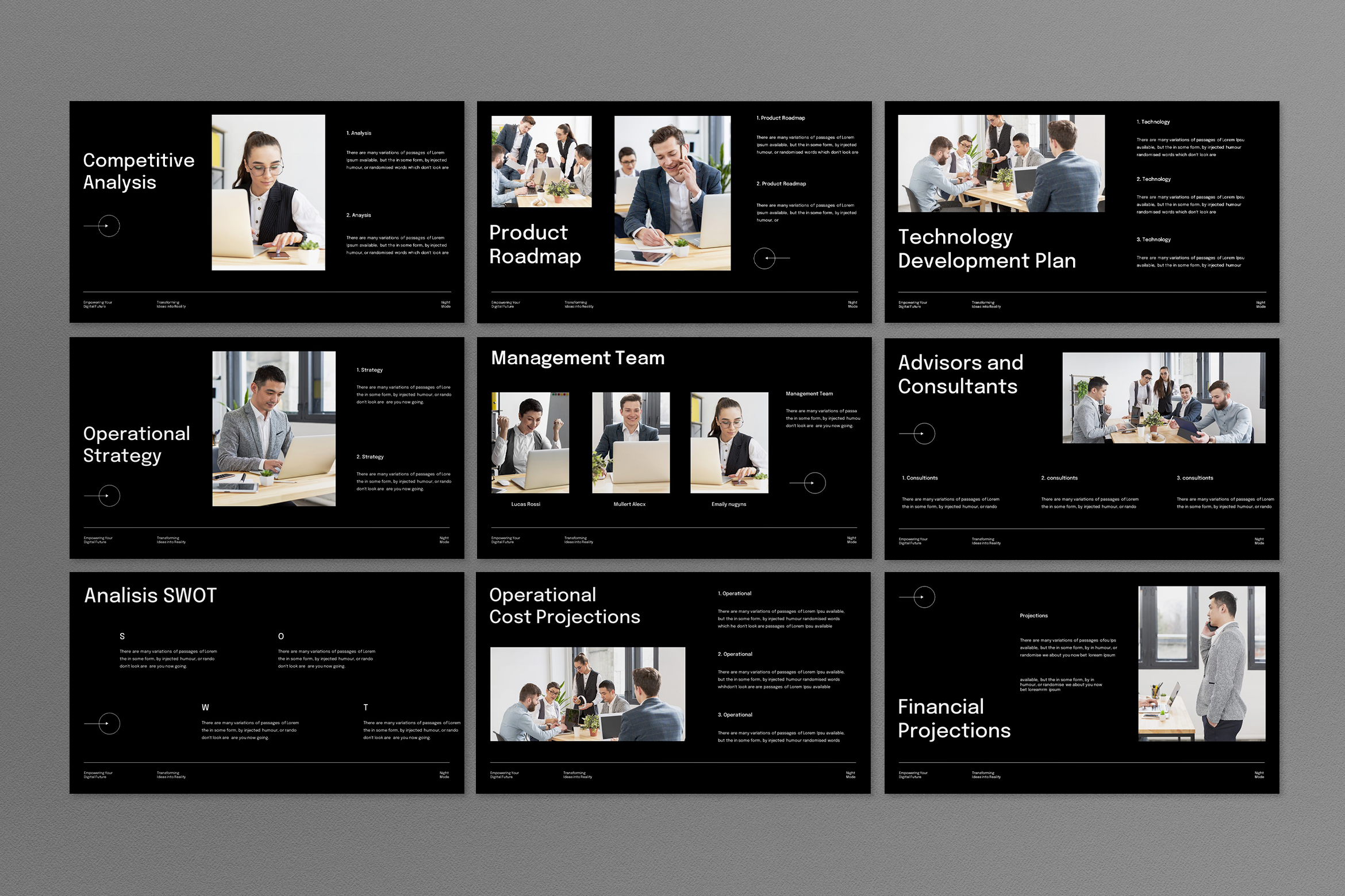 Black Minimalist Project Management Google Slide, Presentation Templates