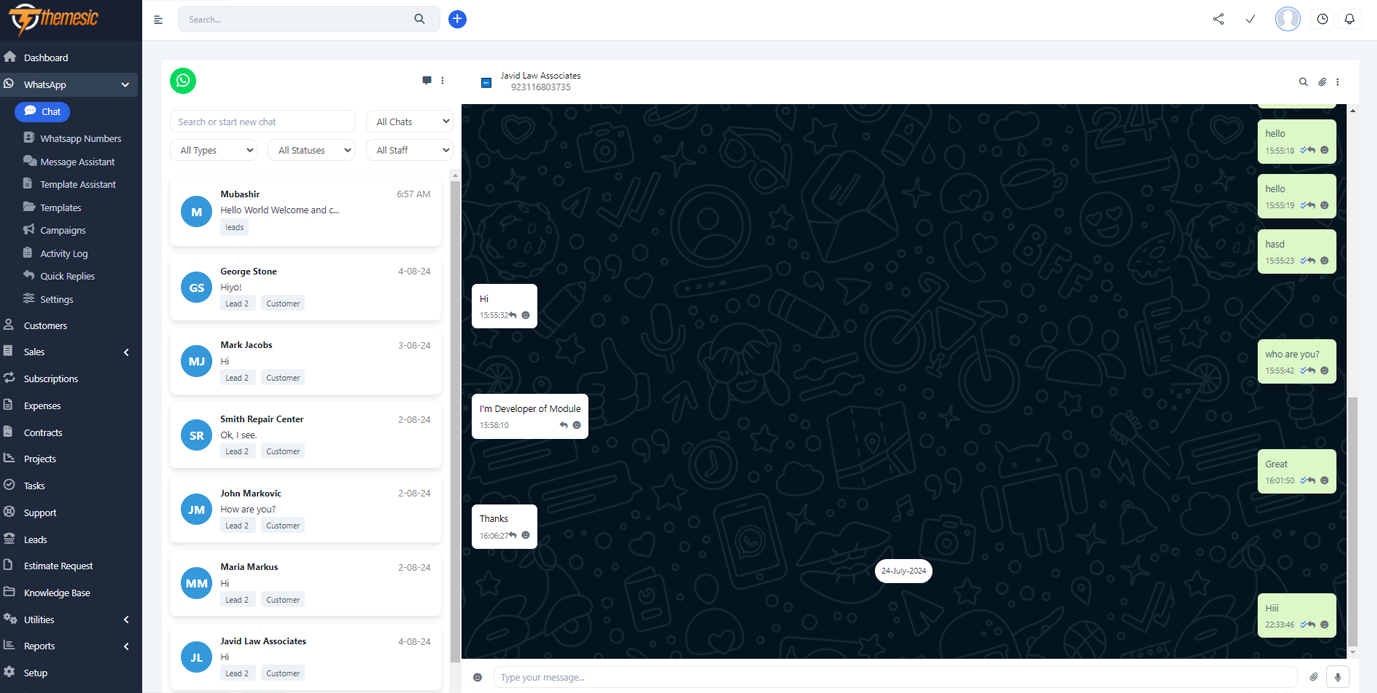 WhatsApp Official Cloud API Chat & Marketing module for Perfex CRM by ...