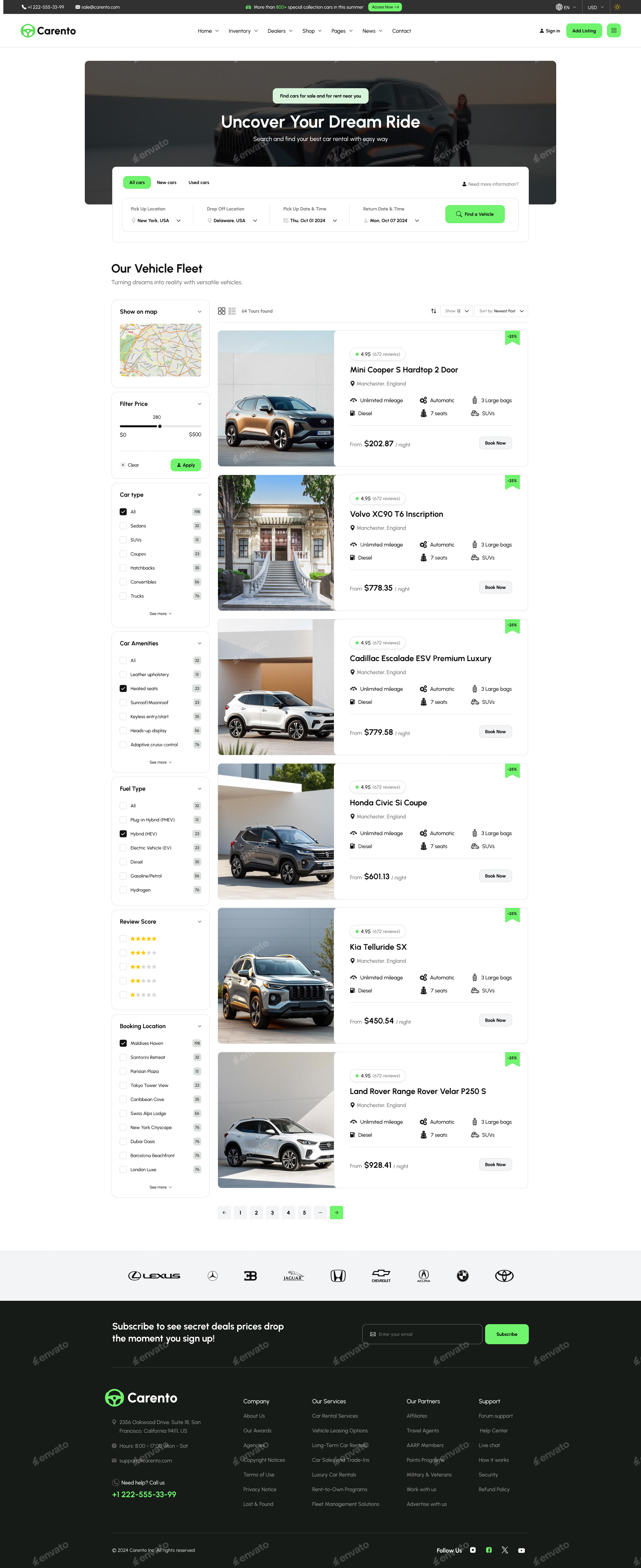 Carento - Auto Dealer & Car Rental Figma Template, Web Elements ...