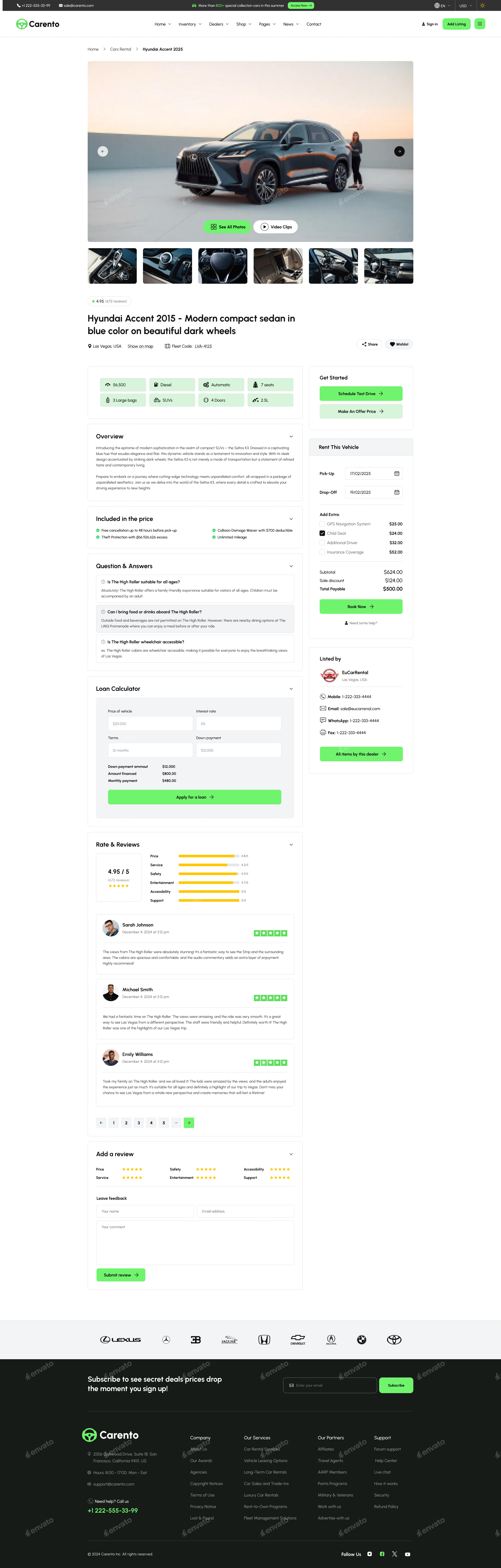 Carento - Auto Dealer & Car Rental Figma Template, Web Elements ...