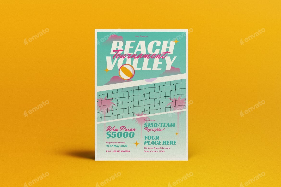 Blue Gradient Volley Tournament Flyer set, Print Templates | GraphicRiver