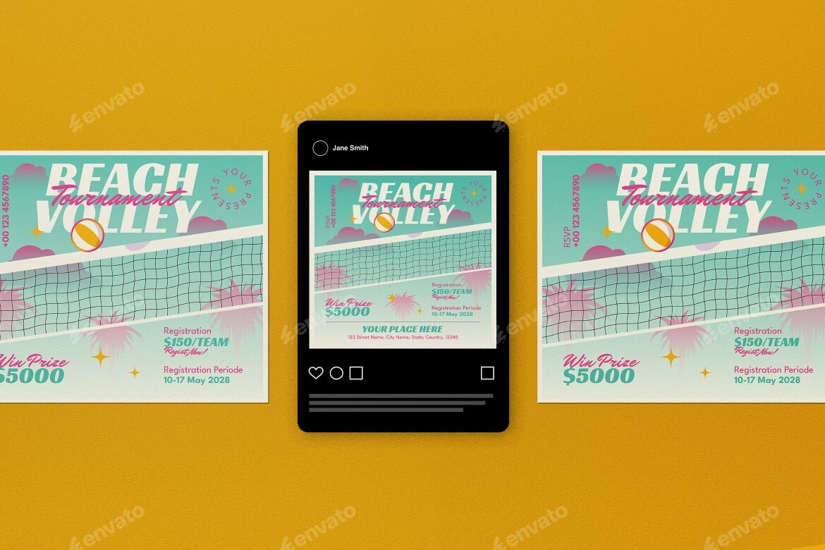 Blue Gradient Volley Tournament Flyer set, Print Templates | GraphicRiver