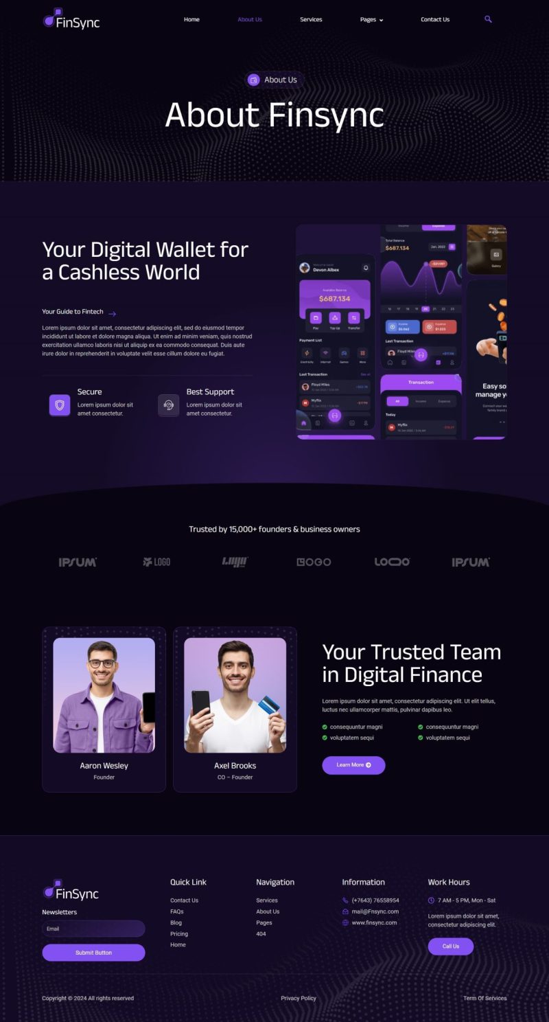 FinSync - Fintech Startup & Digital Wallet Elementor Template Kit by Kitpro