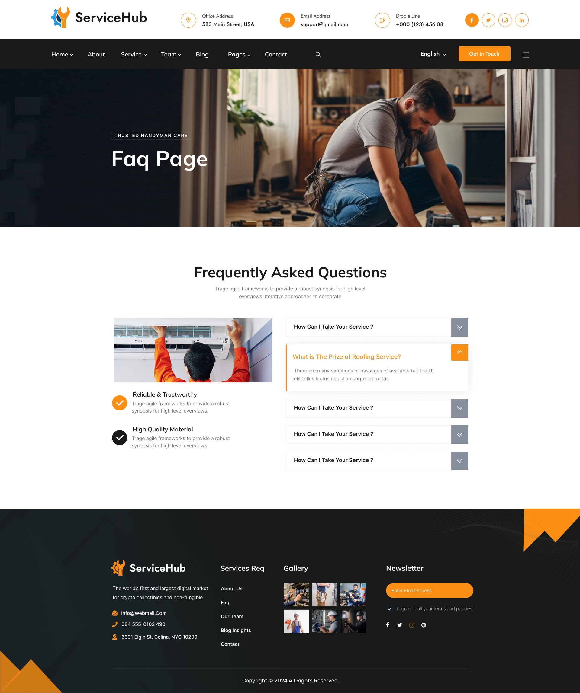 ServiceHub - Handyman Multipurpose Repairing Services Figma Template by ...