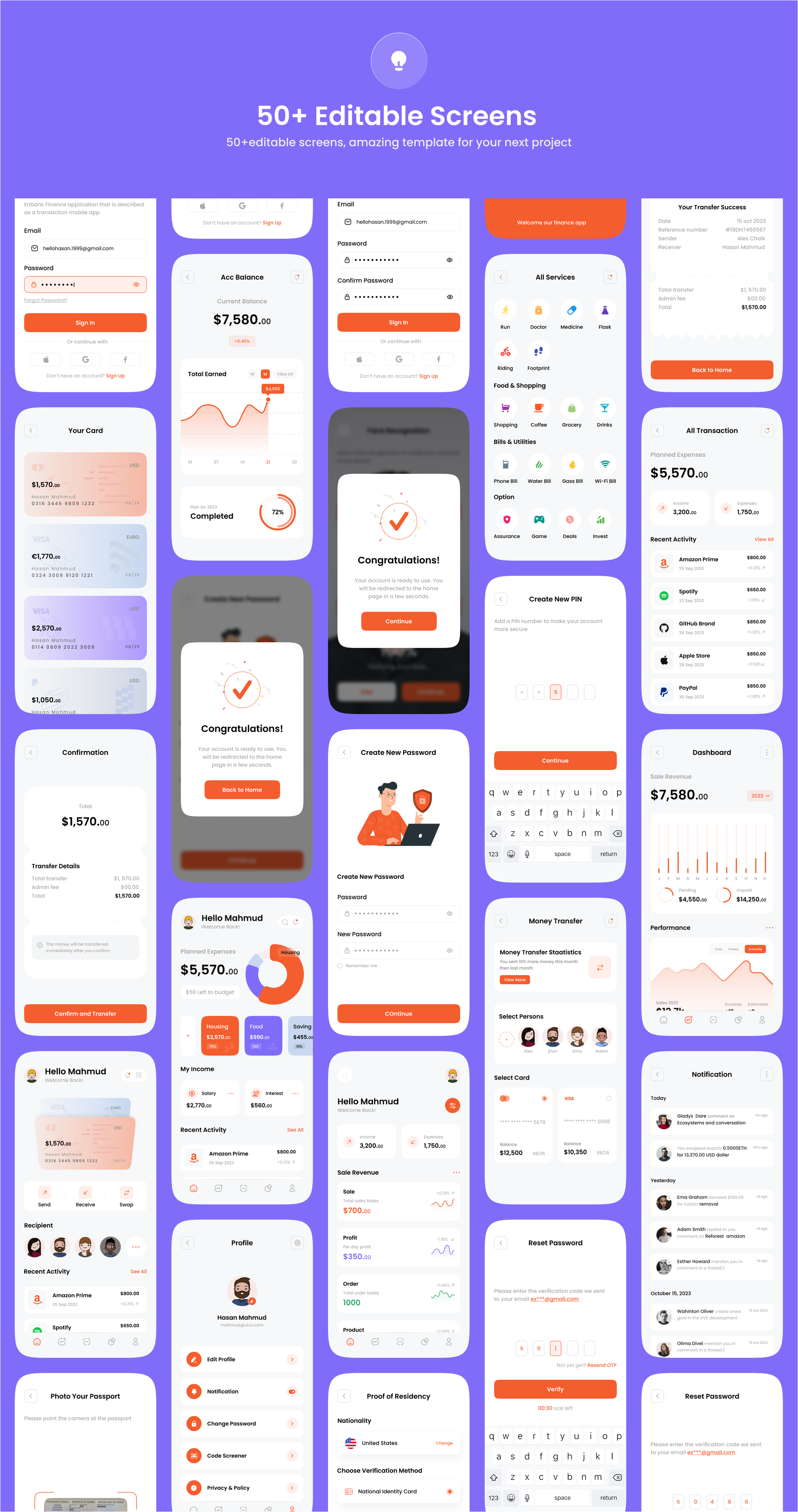 enbank - Finance mobile app UI kit by pixleslab | ThemeForest