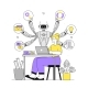 Woman with Multitasking Bot, Vectors | GraphicRiver