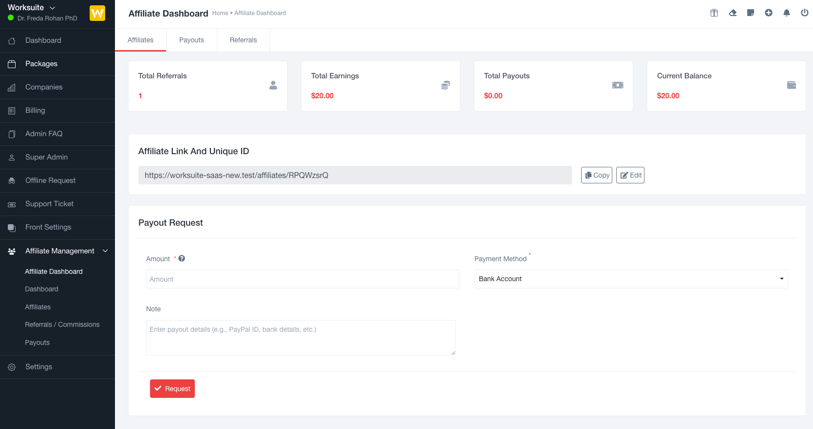 Affiliate Module for Worksuite SAAS by ajay138 | CodeCanyon