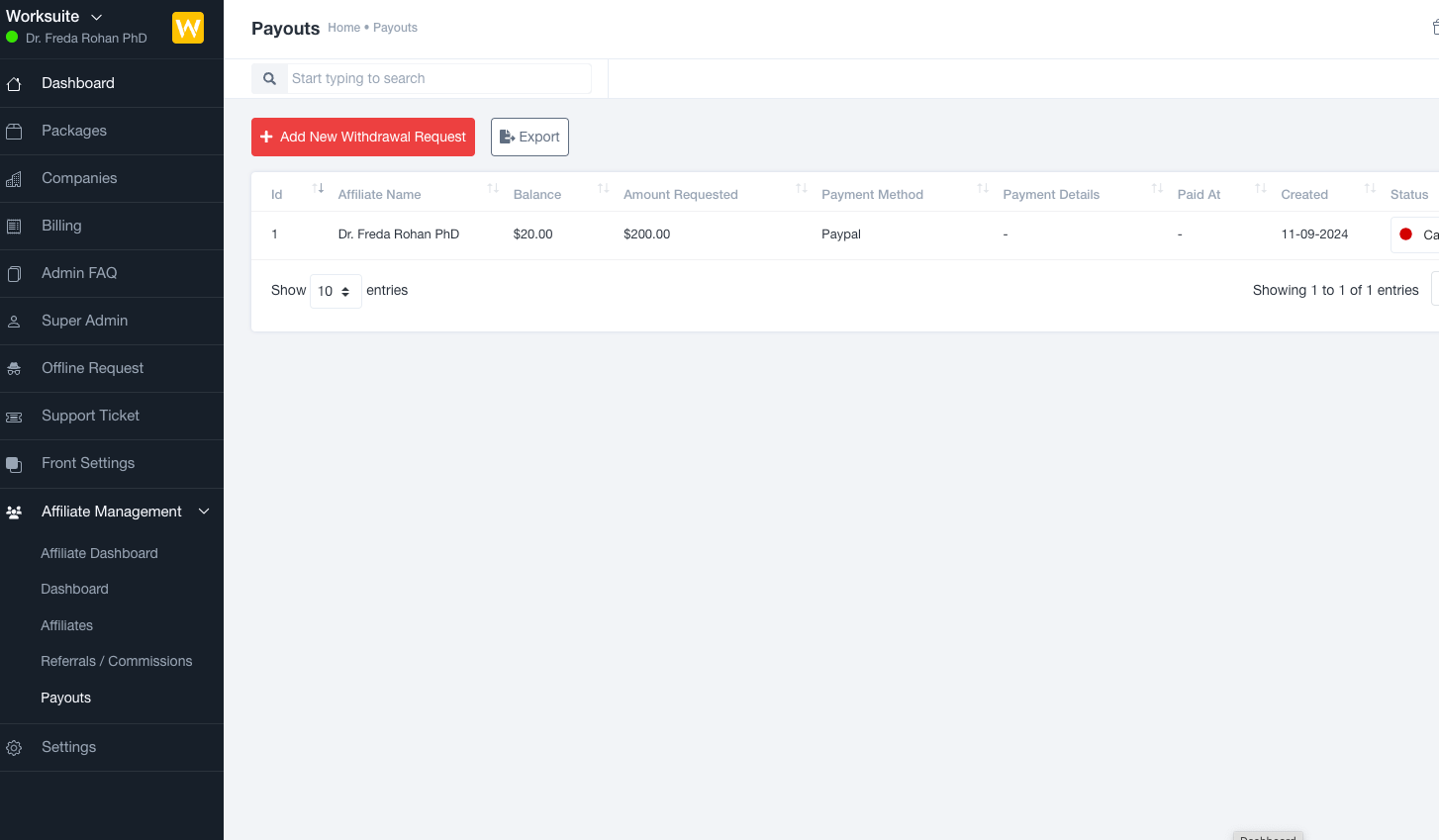 Affiliate Module for Worksuite SAAS by ajay138 | CodeCanyon