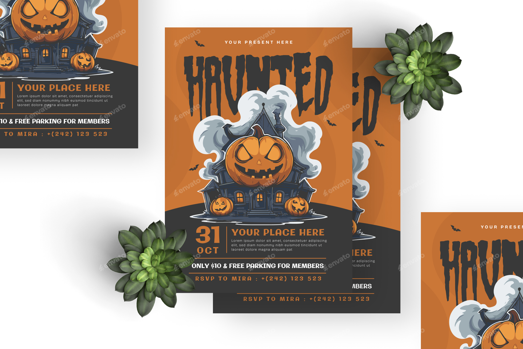 Haunted Party - Flyer Set, Print Templates | GraphicRiver
