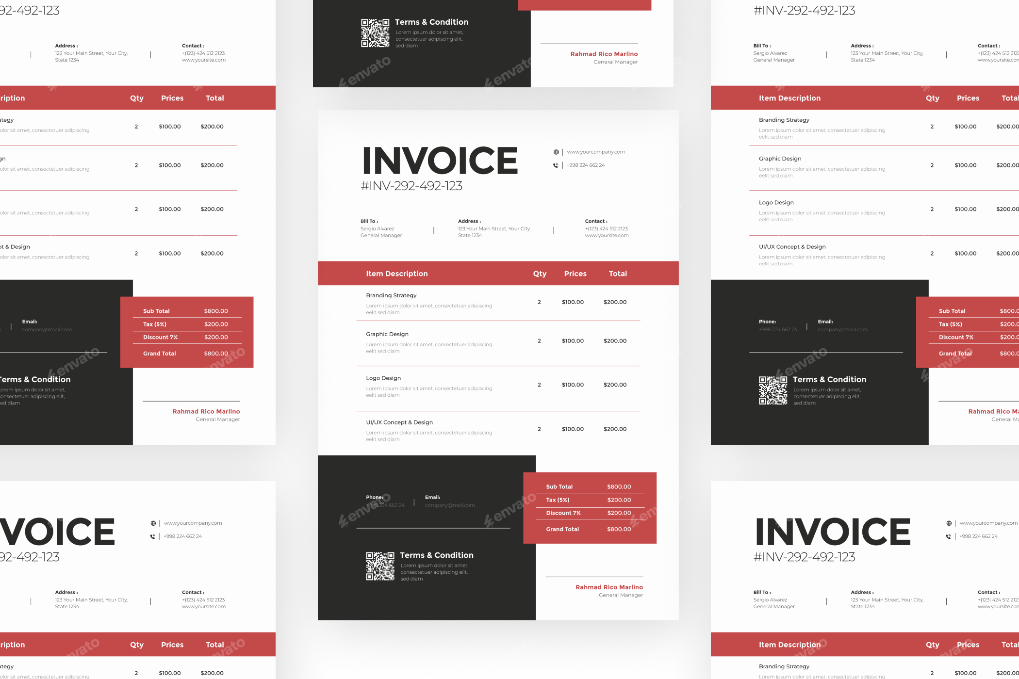 Red Dark - Invoice, Print Templates | GraphicRiver
