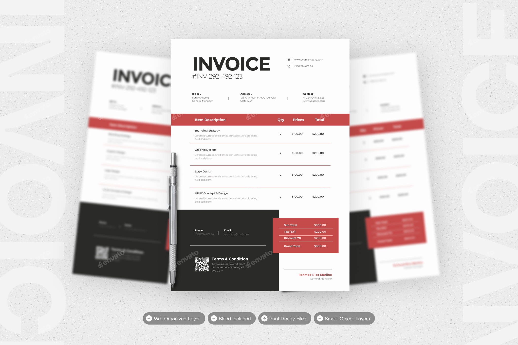 Red Dark - Invoice, Print Templates | GraphicRiver