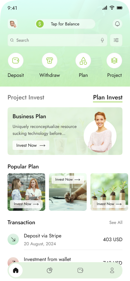 Agriwealth - Agricultural HYIP Investment Mobile App Figma Template by binary-vines