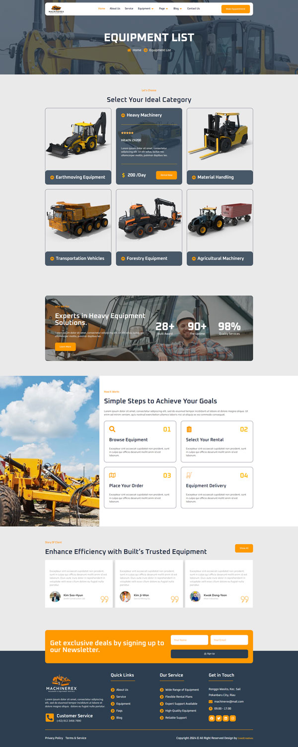 Machinerex - Machinery & Equipment Rentals Template Kit by creedcreatives