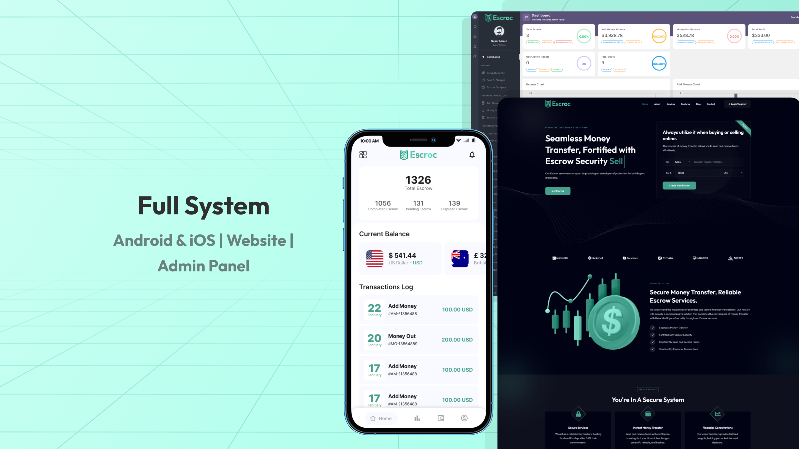 Escroc - Money Transfer with Escrow Full Solution by AppDevsX | CodeCanyon
