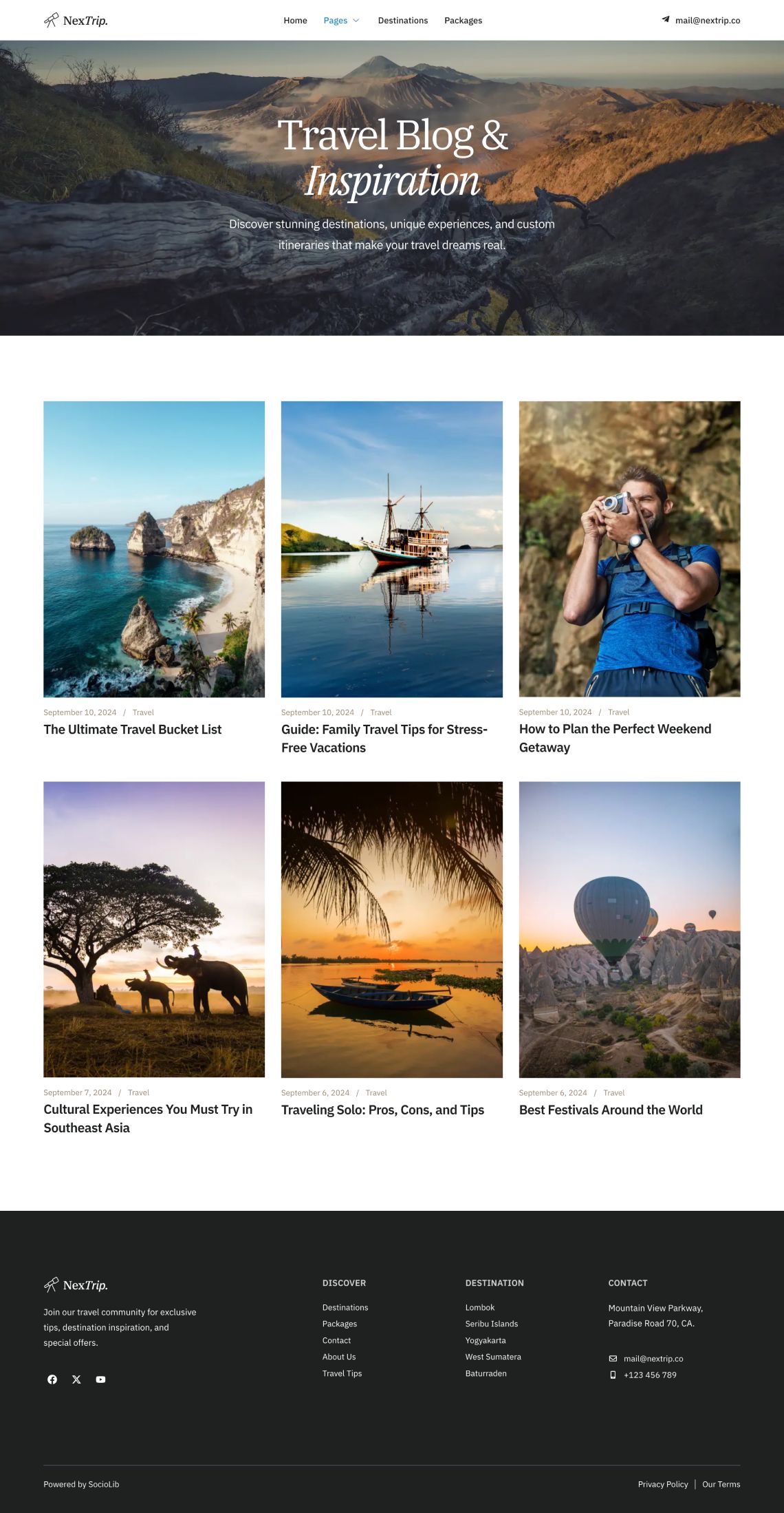 NexTrip - Travel Guide & Agency Elementor Template Kit by sociolib