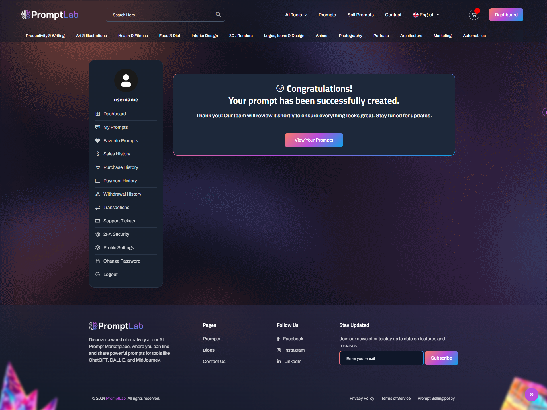 PromptLab - AI Prompt Marketplace by ViserLab | CodeCanyon