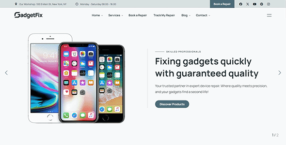 Gadgetfix - Phone and Gadget Repair Service Website Template by designesia