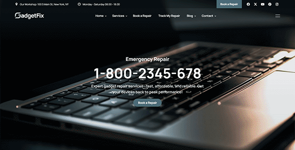 Gadgetfix - Phone and Gadget Repair Service Website Template by designesia