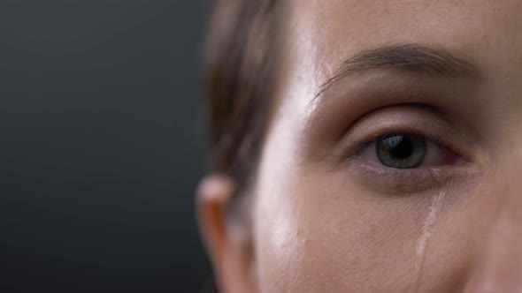 Weeping Woman - Closeup on Eye with Teardrop, Stock Footage | VideoHive