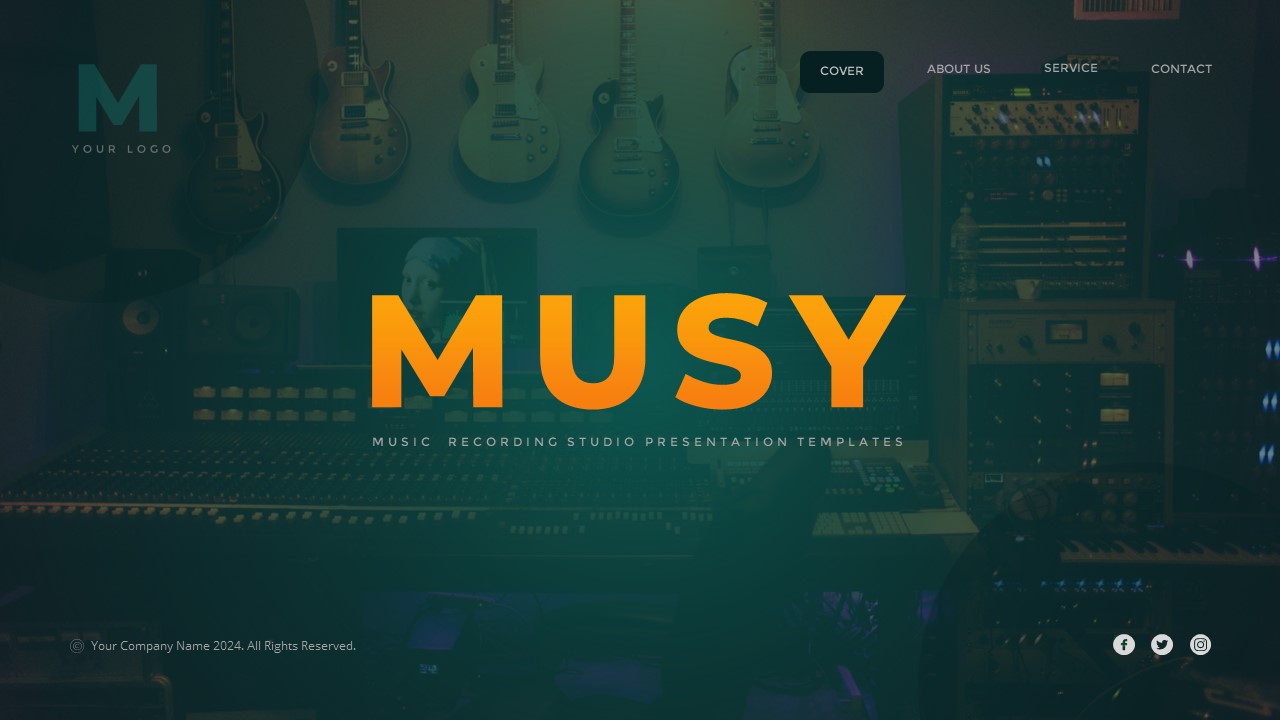 Musy - Music Recording Studio PowerPoint Template, Presentation Templates
