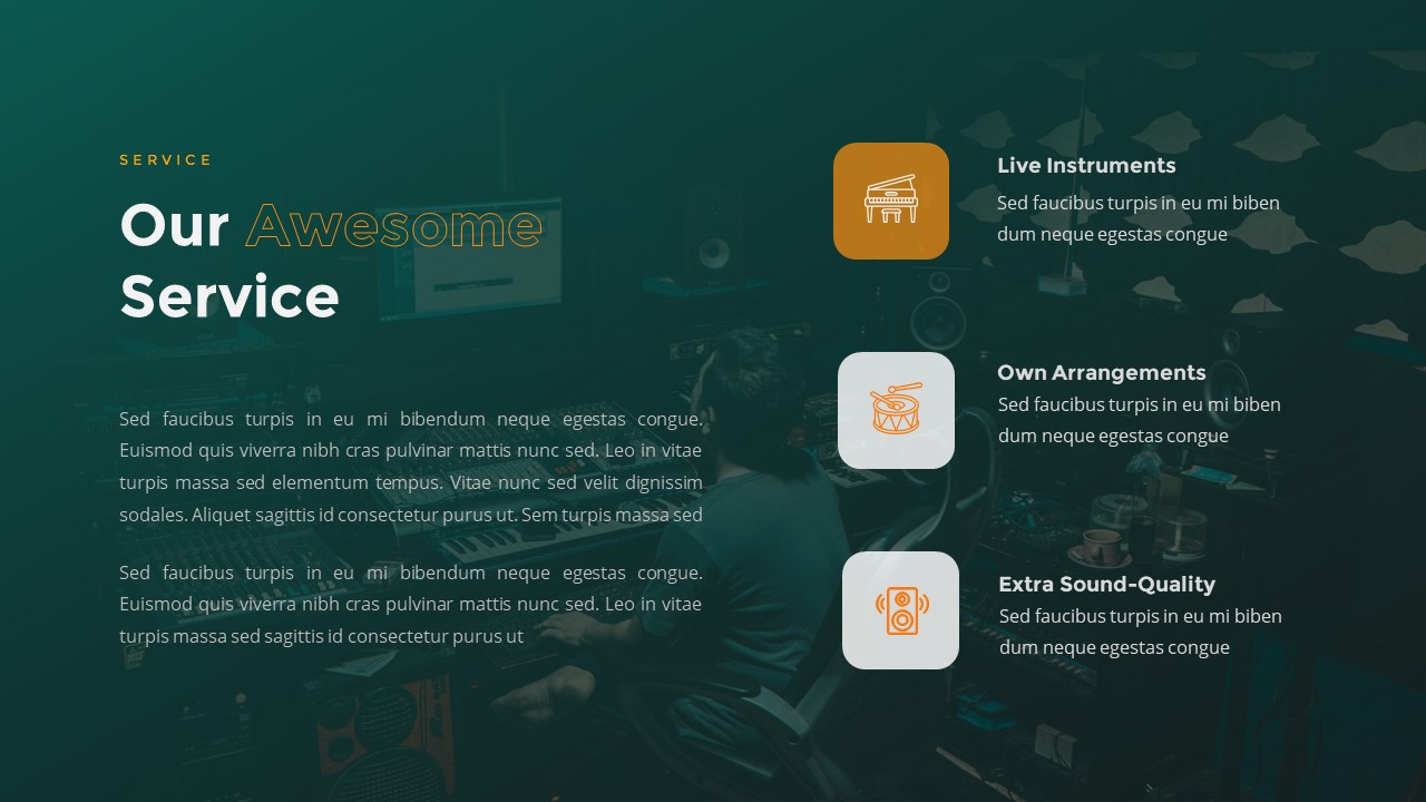 Musy - Music Recording Studio PowerPoint Template, Presentation Templates