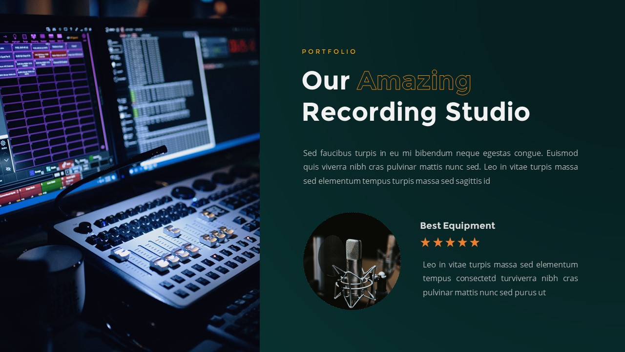 Musy - Music Recording Studio PowerPoint Template, Presentation Templates