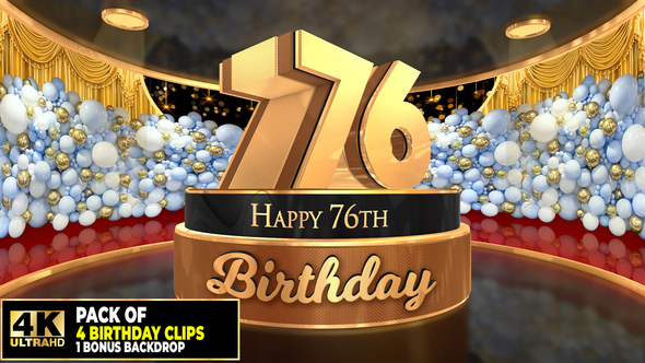 76 years, 76th Birthday 3D cake intro pack with a bonus backdrop ...