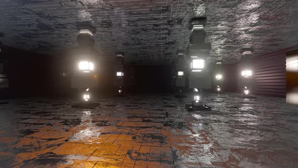 3D rendered animation, dark alien science fiction facility, Motion Graphics