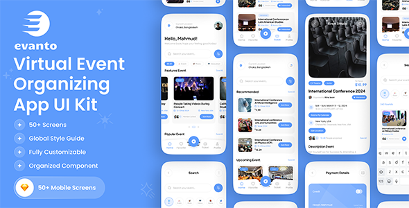 Evanto - Virtual Event Organizing App UI Kit by pixleslab | ThemeForest