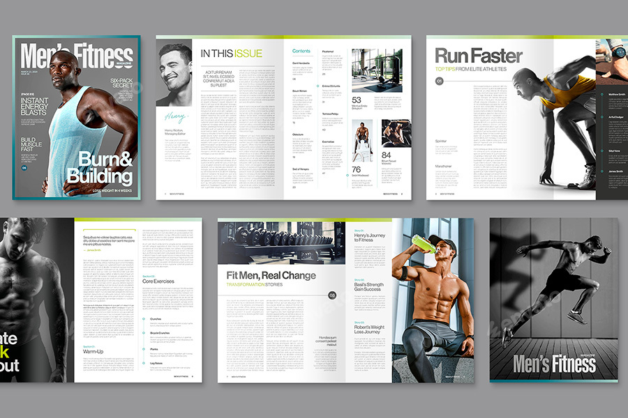 Mens Fitness Magazine Template, Print Templates | GraphicRiver