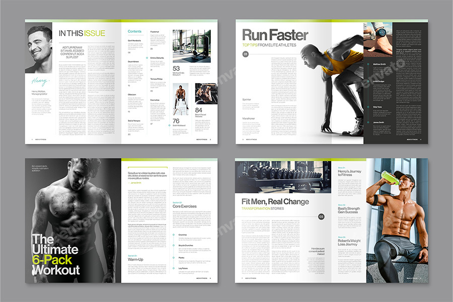 Mens Fitness Magazine Template, Print Templates | GraphicRiver