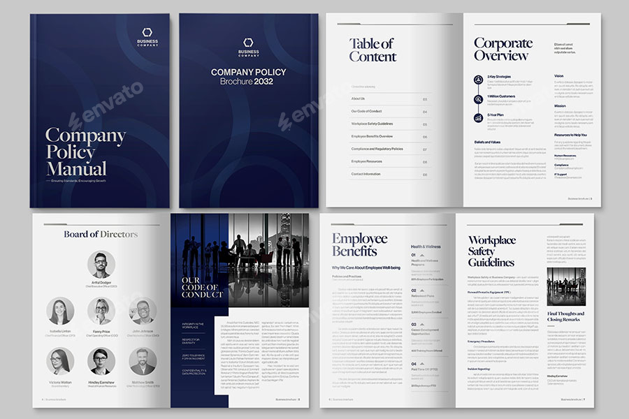 Company Policy Brochure Template, Print Templates | GraphicRiver