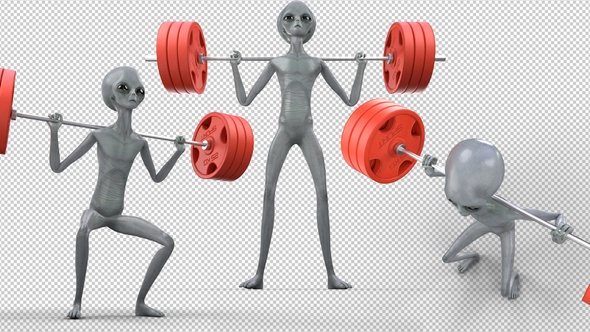 Alien Performing Back Squats 2, Motion Graphics | VideoHive