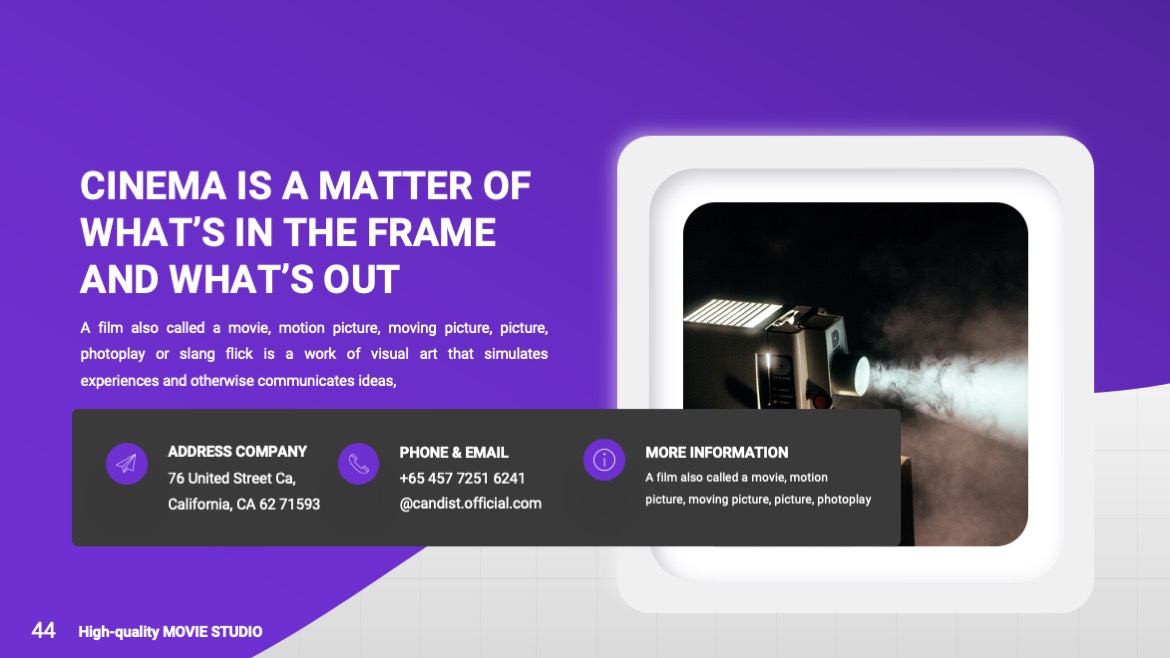 Candist - Movie Studio Googleslide Template, Presentation Templates