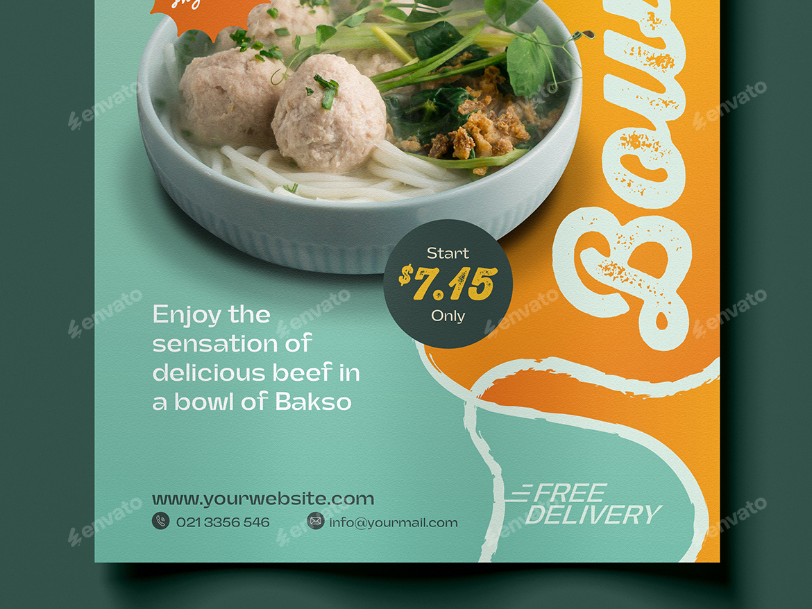 Bakso Bowl Flyer, Print Templates | GraphicRiver