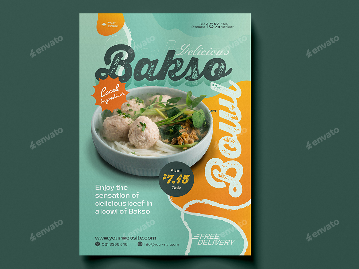 Bakso Bowl Flyer, Print Templates | GraphicRiver