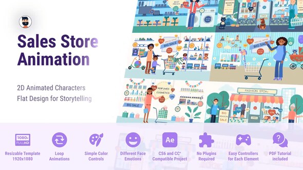 Sale Store - Black Friday Flat Character Promo MOGRT Premiere Pro ...