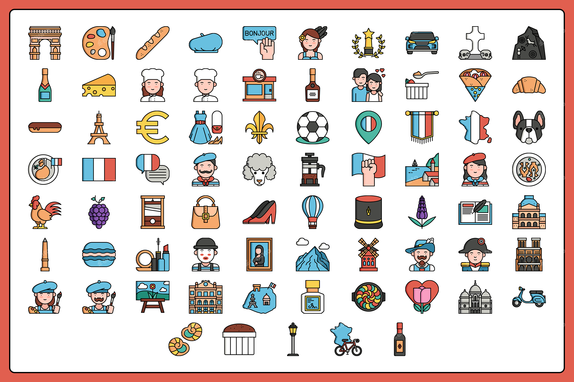 75 France (Paris) Icons | Gravel Series, Icons | GraphicRiver