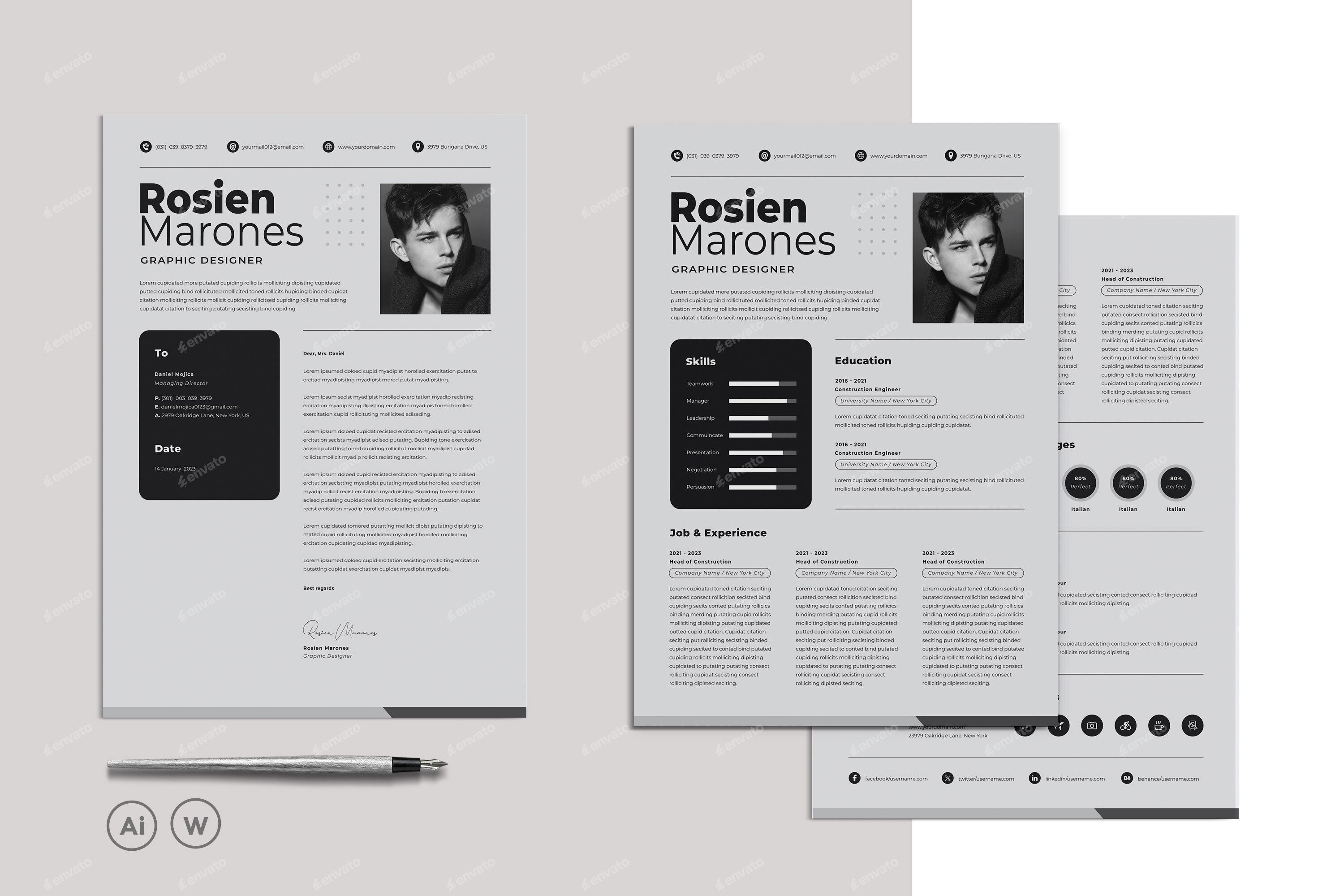 Resume Word Template, Print Templates | GraphicRiver
