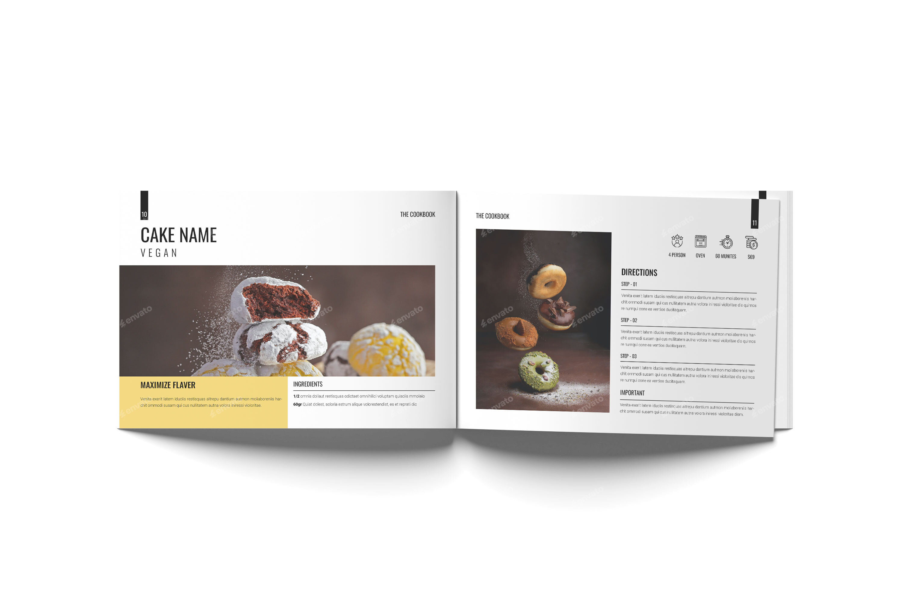 Cookbook Template Landscape, Print Templates | GraphicRiver